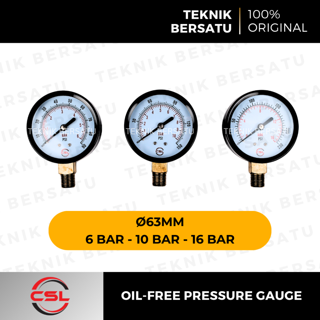 Jual CSL Pressure Gauge / Manometer Bar / Alat Pengukur Tekanan 6 | 10 ...