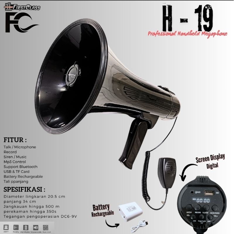 Jual Megaphone Corong Pengeras Suara Toa Firstclass H18 H19 First Class H-18 h19 | Shopee Indonesia