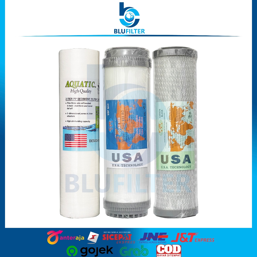 Jual PAKET REFILL FILTER AIR SPAREPART 3 TAHAP USA / CATRIDGE PP FILTER ...