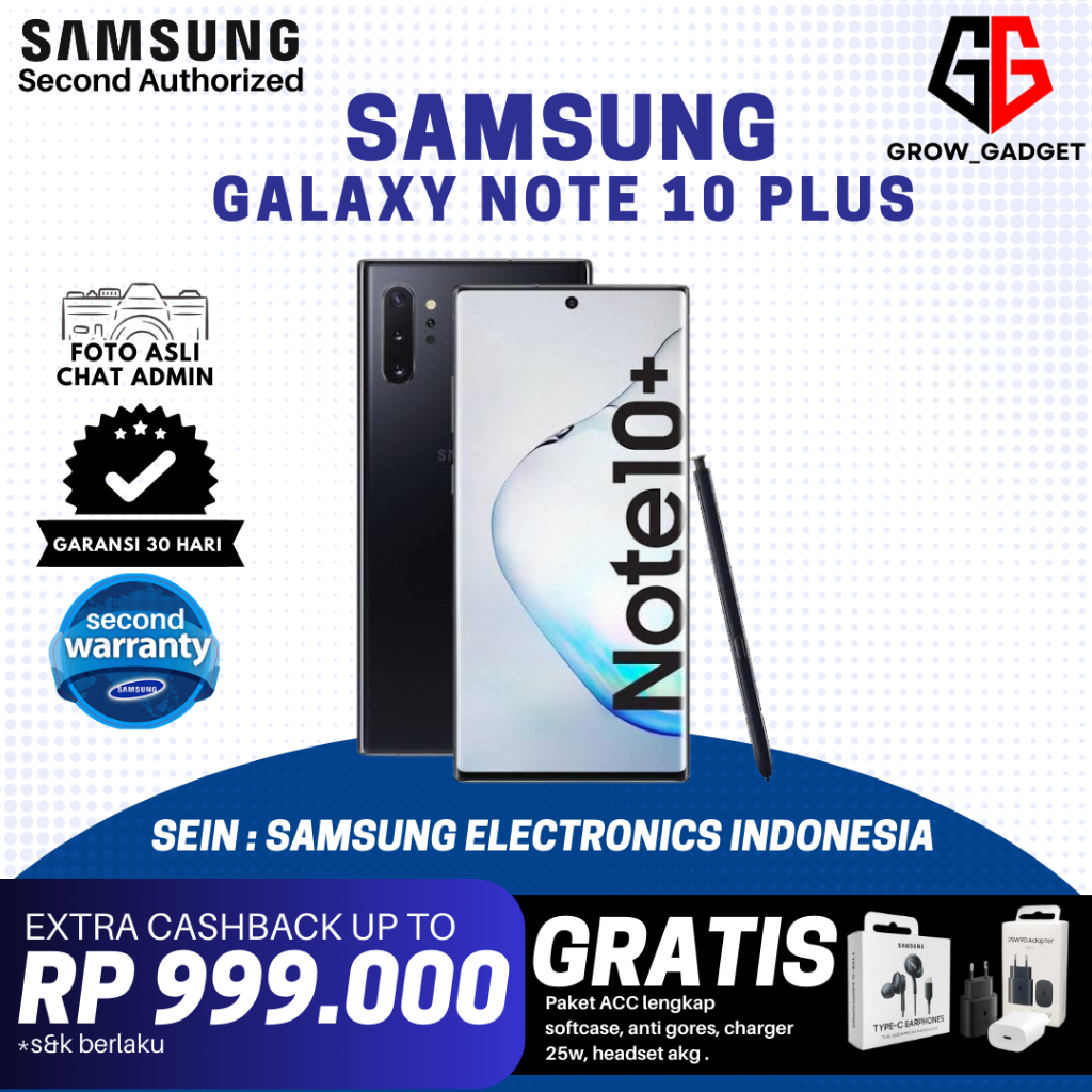 Jual SEIN Samsung Galaxy Note 10 Plus 12/512GB 12/256GB Second Resmi | Shopee Indonesia