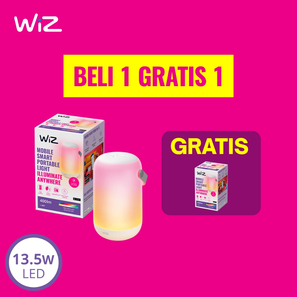 Jual Beli 1 Gratis 1 WiZ Smart WiFi Mobile Portable 13.5W Tunable Color - Lampu Emergency, Lampu ...