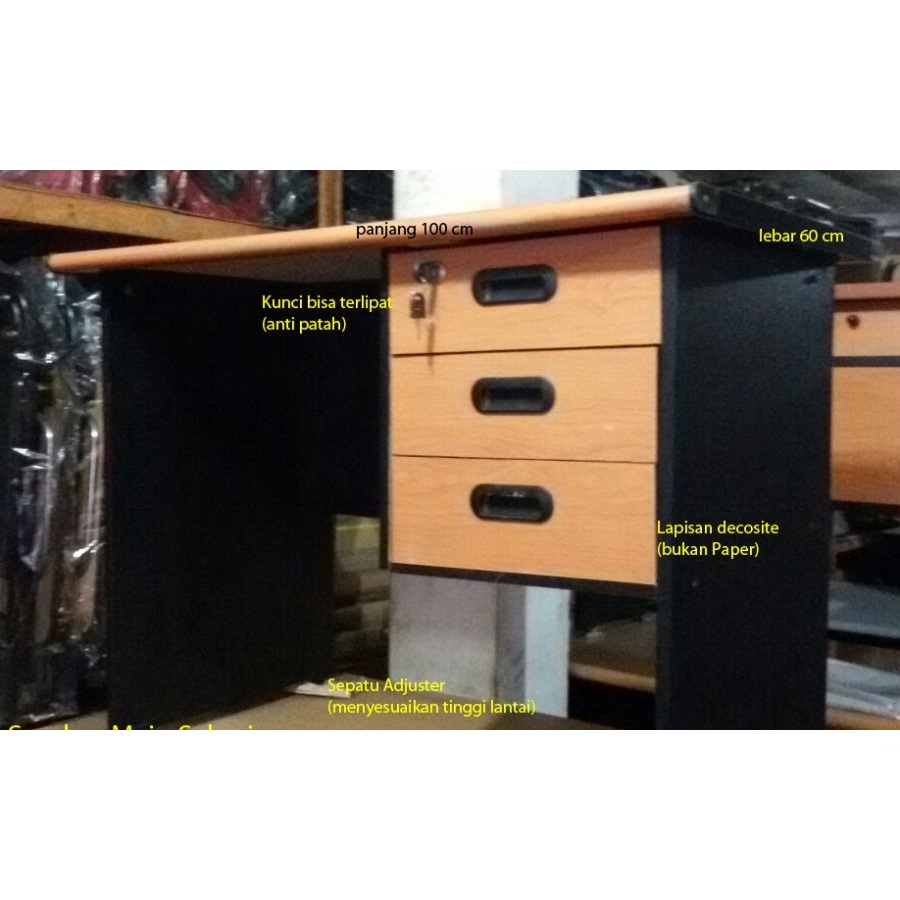 Jual Meja Kantor Meja Kerja Panjang 1 M (100 Cm )Sms-Edging Meja Laci 3 ...