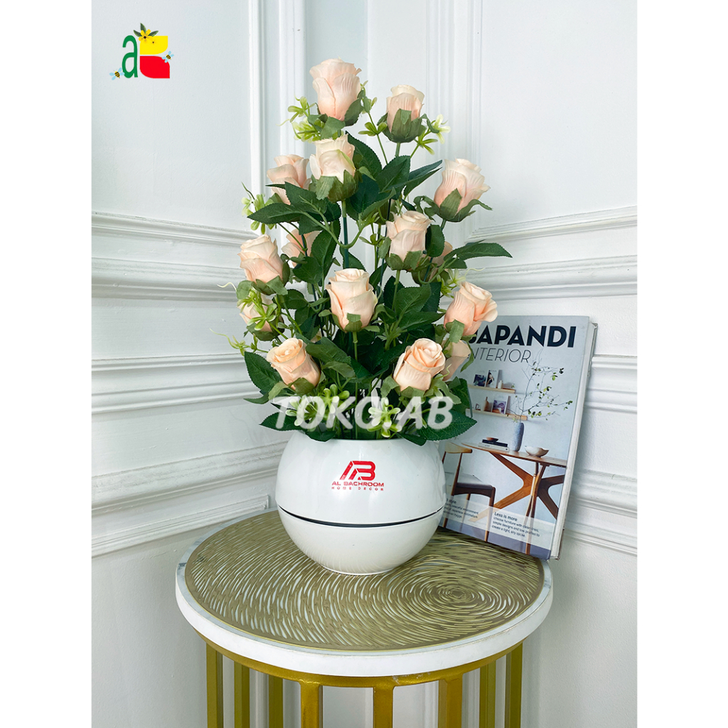 Jual 1 PAKET RANGKAIAN BUNGA MAWAR ARTIFICIAL 18 CABANG RB6108 BUNGA ...