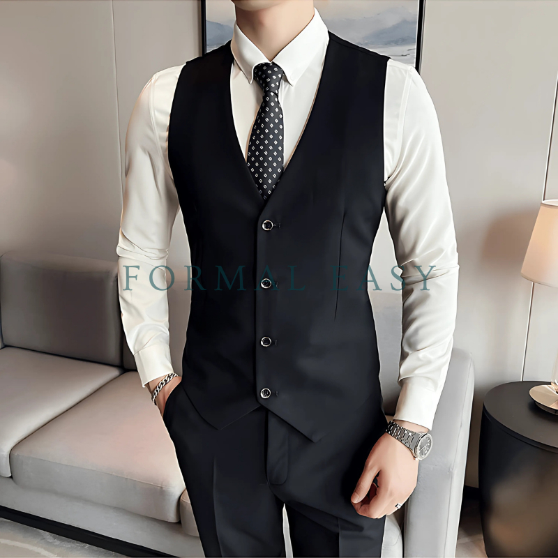 Jual Formal Easy - Vest Pria High Quality Black Slimfit | Shopee Indonesia