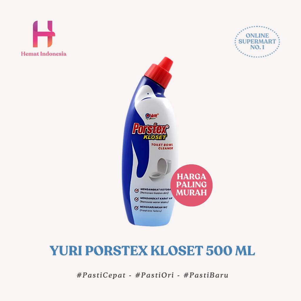 Jual YURI PORSTEX KLOSET TOILET CLEANER PEMBERSIH TOILET 500 ML 500ML ...