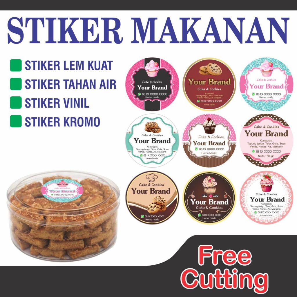 Jual STIKER LABEL CAKE & COOKIES / STIKER MAKANAN | Shopee Indonesia