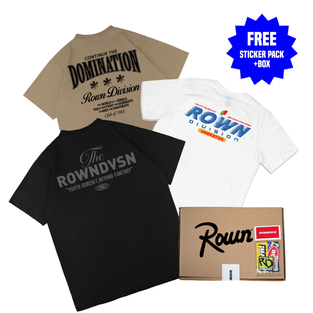 Jual Bundling 3 T-Shirt Beli 1 Dapat 3 [STICKER PACK DAN BOX] Rown ...