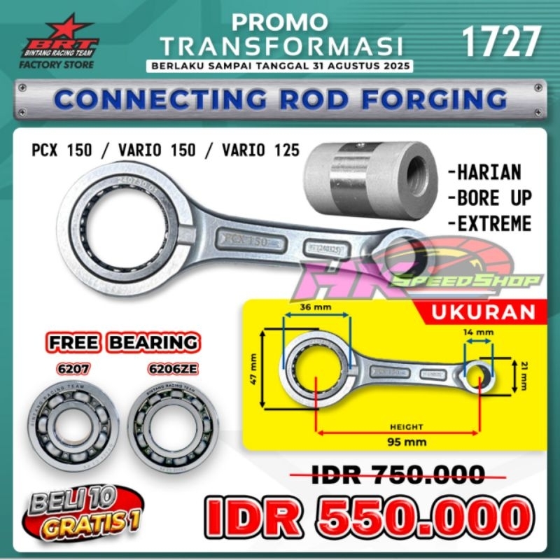Jual CONROD BRT CONNECTING ROD FORGING STANG PISTON BRT KGG PIN 14 ...