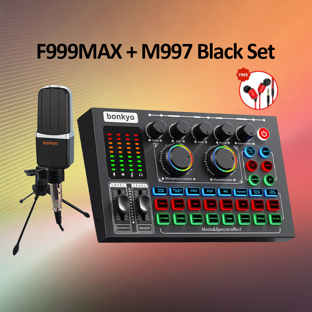 Jual Bonkyo Soundcard F999MAX mikrofon bercahaya merekam ponsel, Audio ...