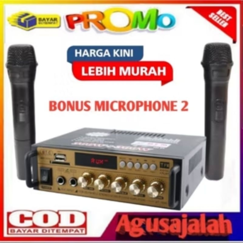 Jual PAKET AMPLI+MIC2 Audio Bluetooth Amplifier Stereo HiFi 300Wx2 ...
