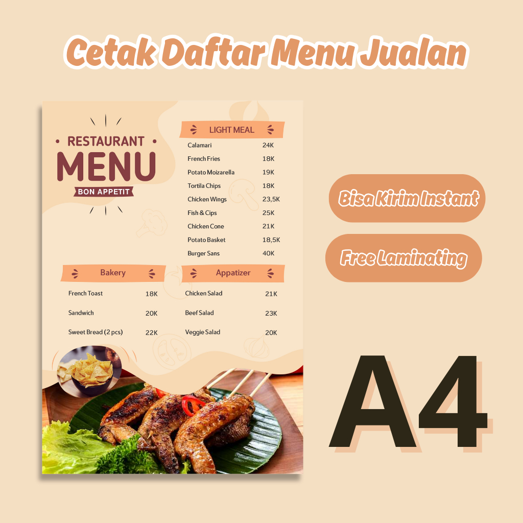 Jual Cetak Daftar Menu Kertas Menu Pricelist Menu Warkop Free ...