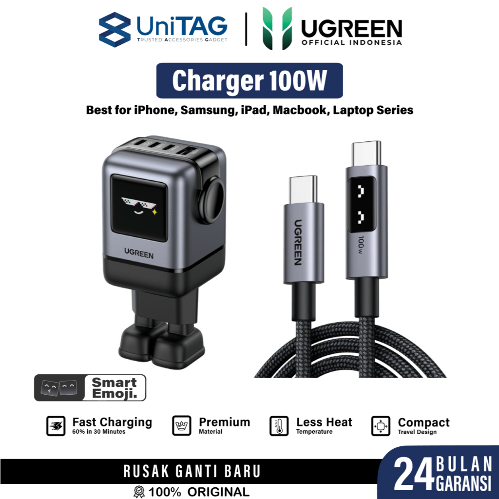 Jual Kepala Charger Macbook Laptop iPhone Samsung iPad UGREEN 100W ...