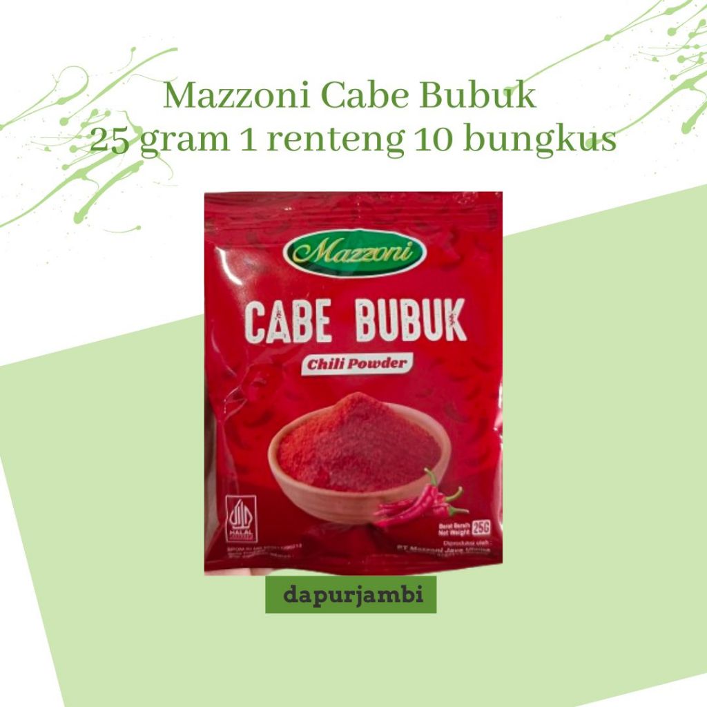 Jual Mazzoni Cabe Bubuk 25Gram (1 renteng = 10 Bungkus) | Shopee Indonesia