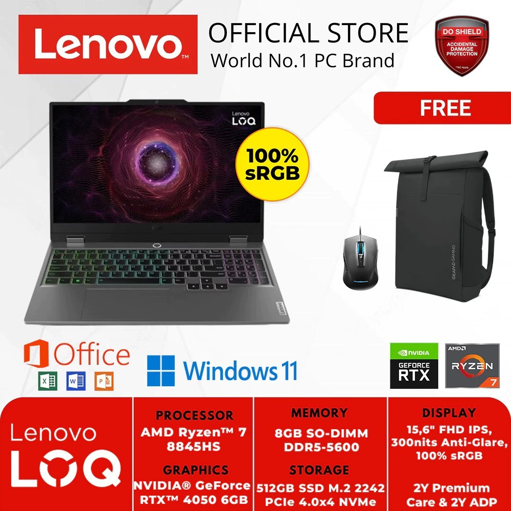 Jual LENOVO GAMING LOQ 15AHP9 38ID AMD RYZEN 7-8845HS 8GB 512GB RTX4050 ...