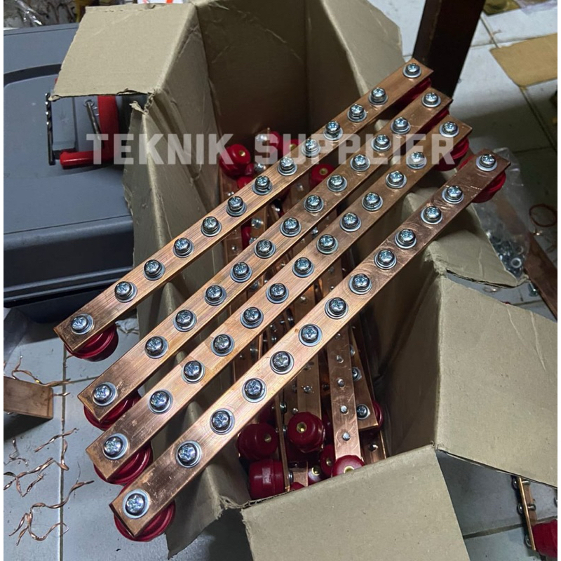 Jual Tembaga Busbar 3mm x 30mm x 250mm 12baut m6 komplit grounding arde ...