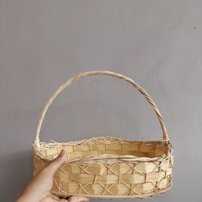 Jual keranjang rotan bambu Large/Besar seserahan buah parcel30x22 ...