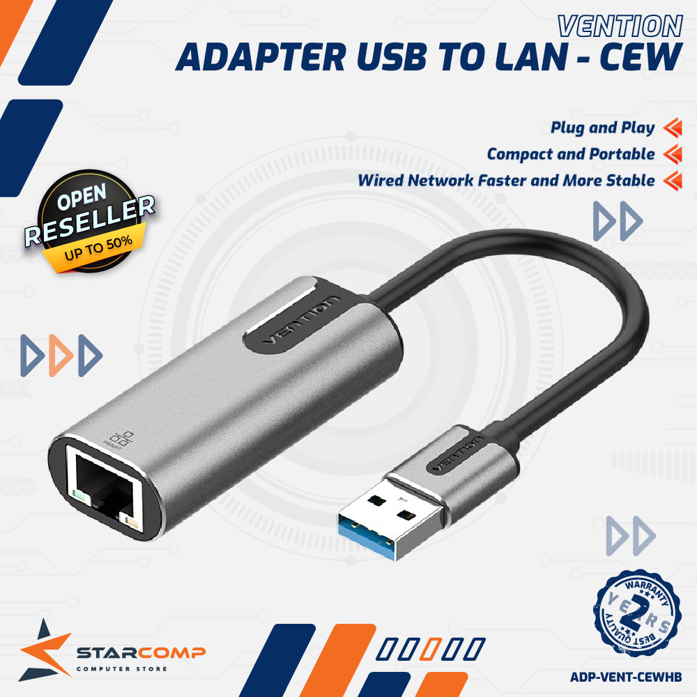 Jual Vention USB to LAN Rj45 Ethernet Adapter High Speed Metal Alloy ...