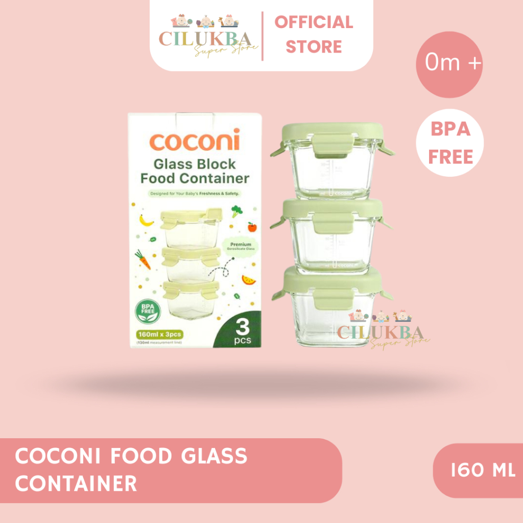 Jual COCONI GLASS BLOCK CONTAINER (ISI 3 | WADAH MPASI | CONTAINER KACA ...