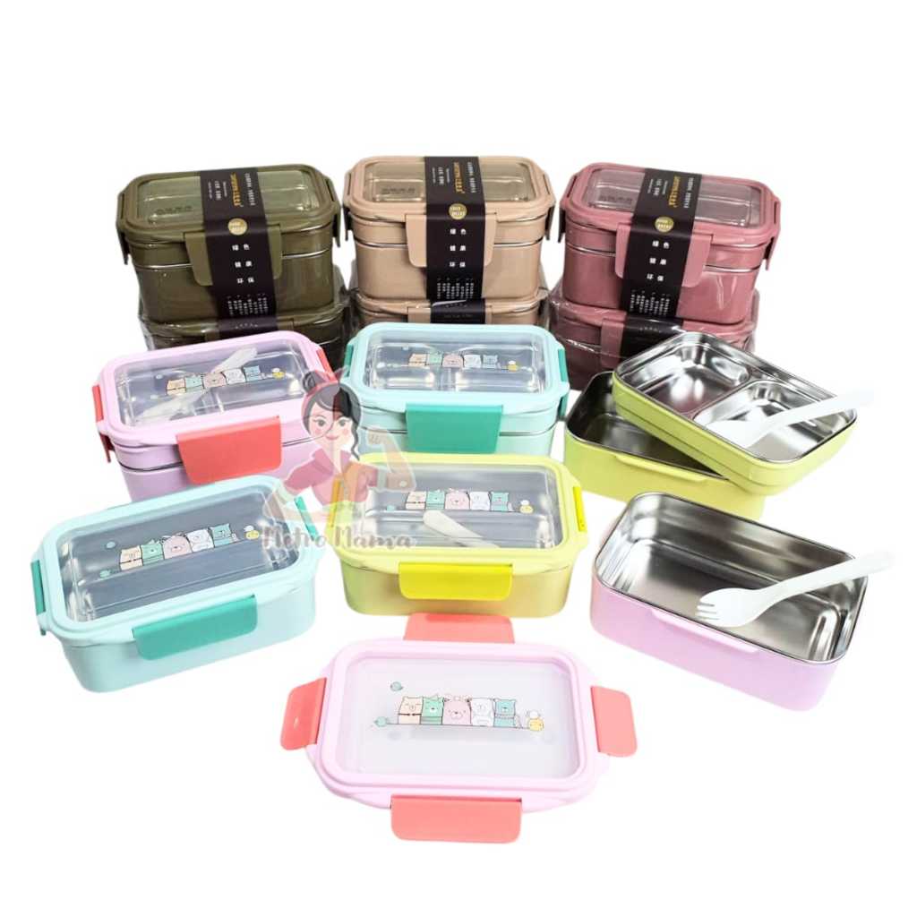 Jual Kotak Makan Bekal Anak Sekolah LUNCH BOX 1 / 2 Tingkat STAINLESS ...