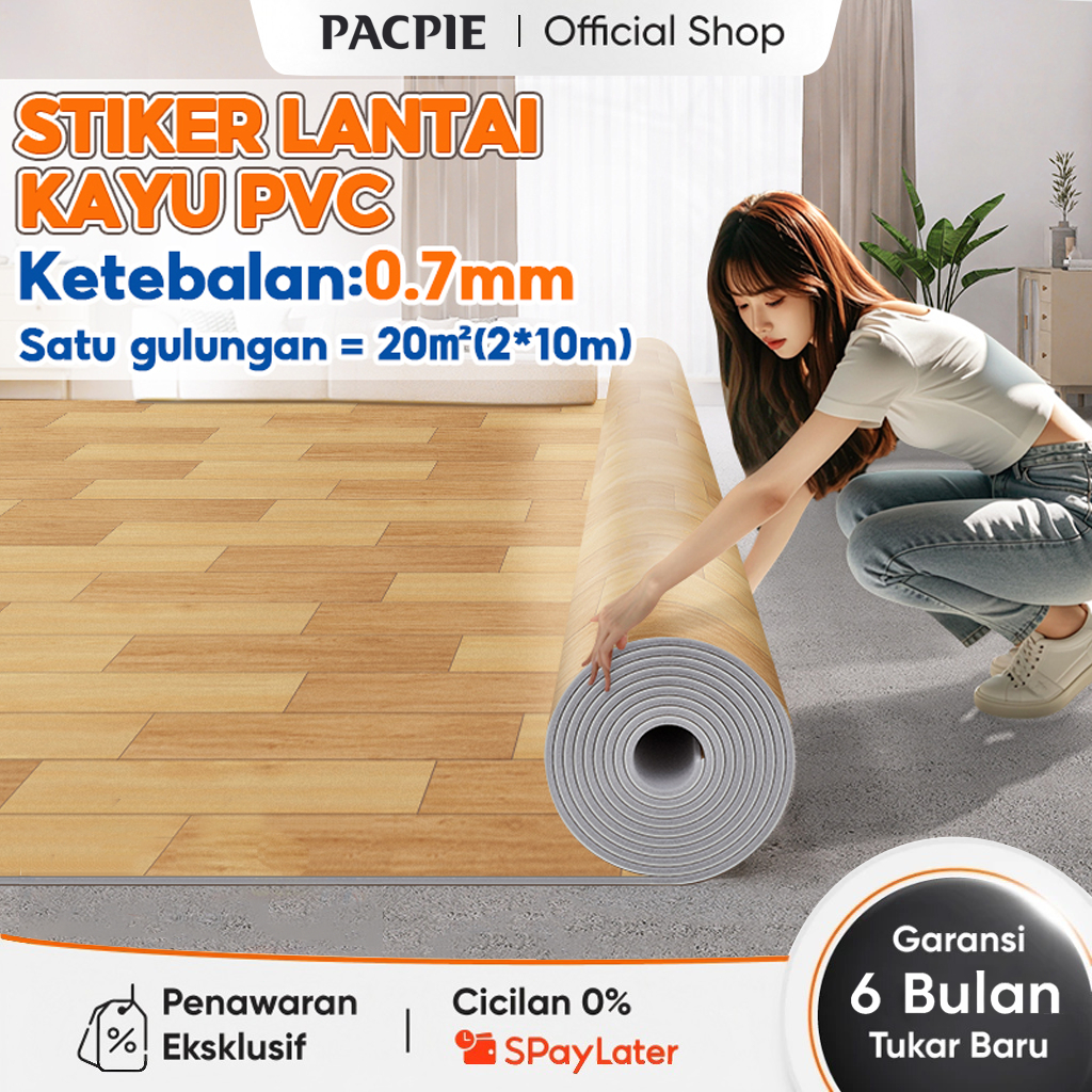 Jual PACPIE Motif Kayu Karpet Lantai Vinyl Gulungan / Decorasi Lantai 5m/10m Meteran 2m Tebel 0 ...
