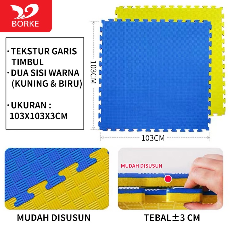 Jual BORKE Karpet Taekwondo 103x103x3 cm: Matras Anti-Selip untuk ...