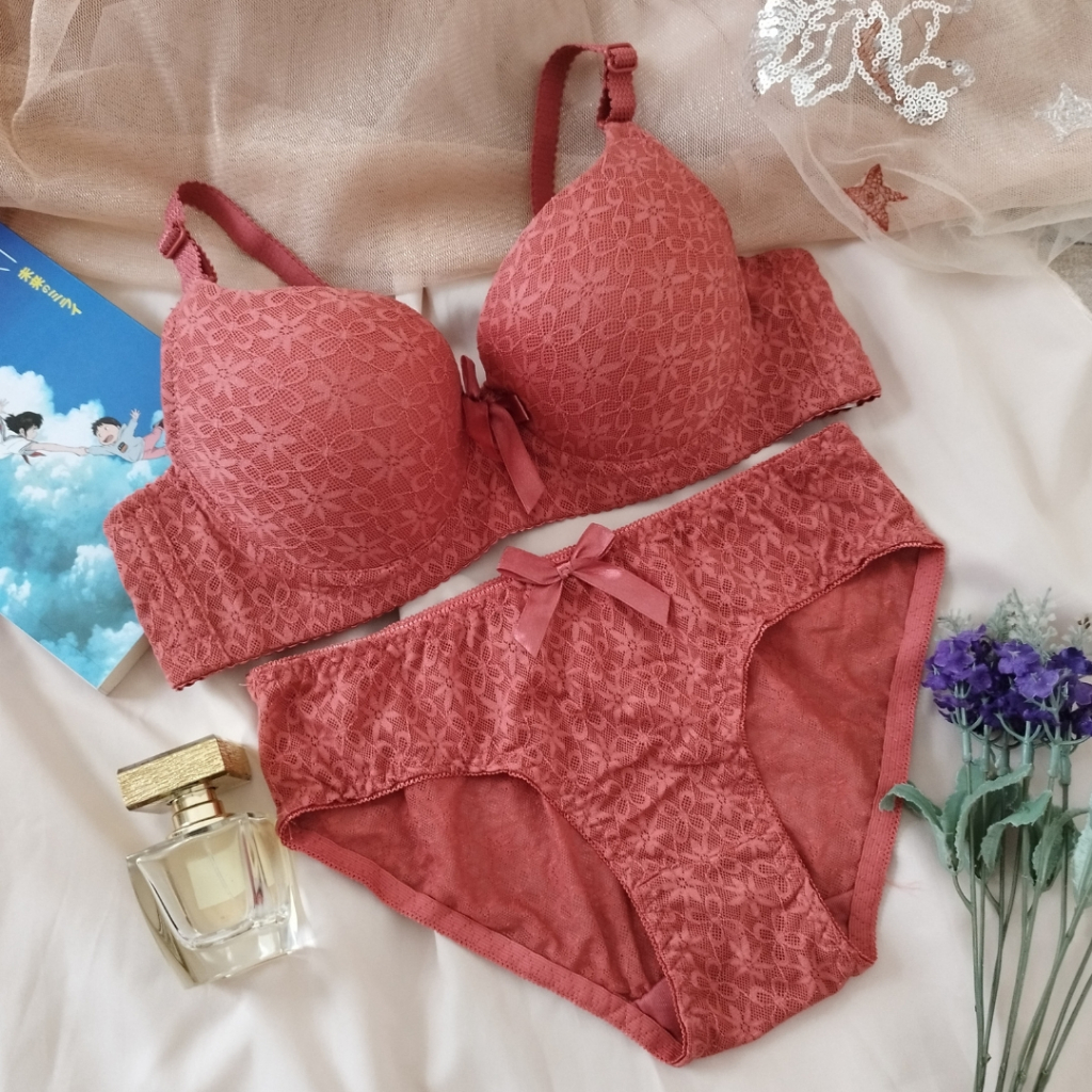 Jual Bra Set (BRA + CD) Bh Braa Bha Setelan Brokat Renda Sexy Kawat Busa Tebal Push Up GEMINI ...