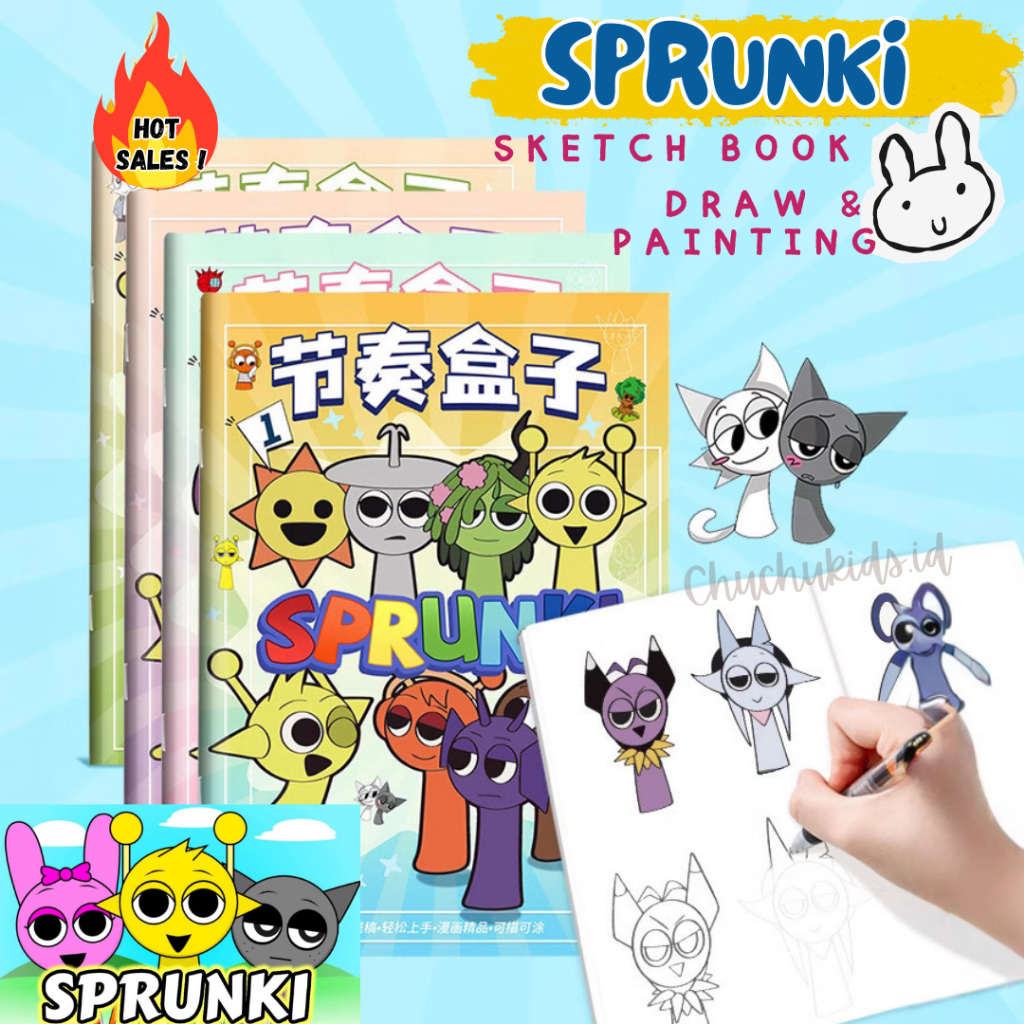 Jual Buku Gambar Quiet Book SPRUNKI Buku Mewarnai Sketsa Sprunki Buku ...