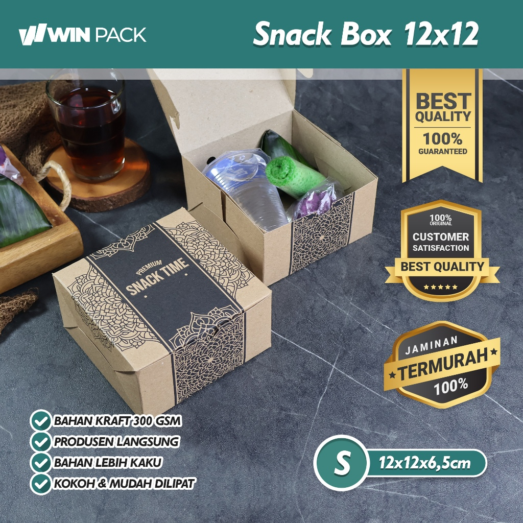 Jual (25 Pcs) Snack Box 12x12 cm | Dus Kue 12x12 | Dus Snack | Motif ...