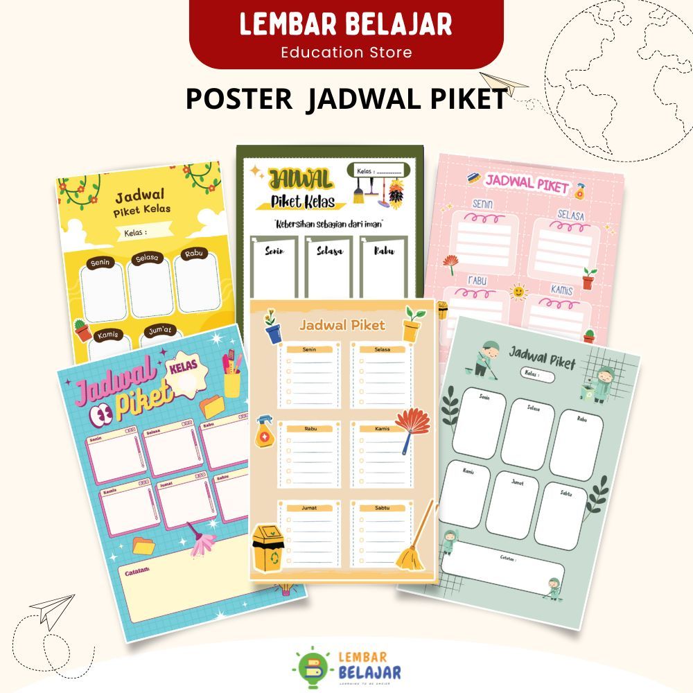 Jual LEMBAR BELAJAR Poster Jadwal Piket Sekolah Pajangan Dinding Kelas ...