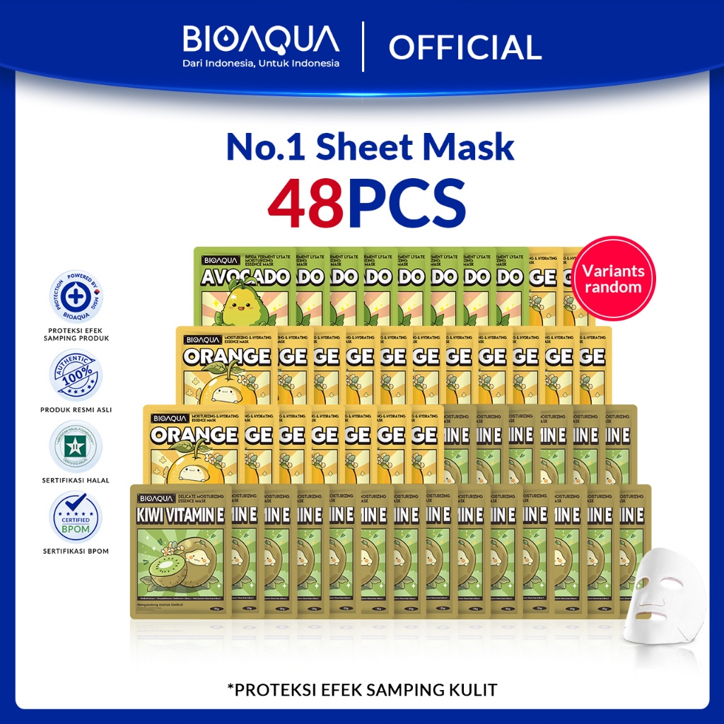 Jual BIOAQUA Nourish Sheet Mask Masker Wajah Mix 20pcs Face Mask Masker ...