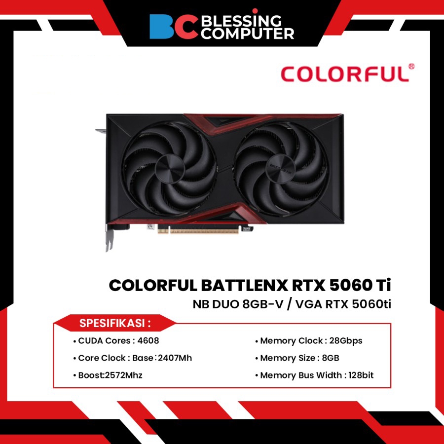 Jual VGA COLORFUL BATTLENX RTX 5060 Ti NB DUO 8GB-V / VGA RTX 5060ti ...