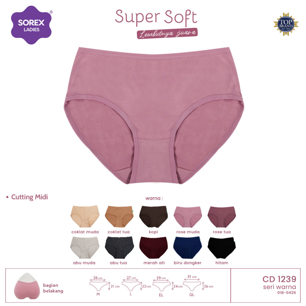 Jual Sorex Cd Basic Super Soft Celana Dalam Wanita Adem Midi 1239 ( Warna Random ) | Shopee ...