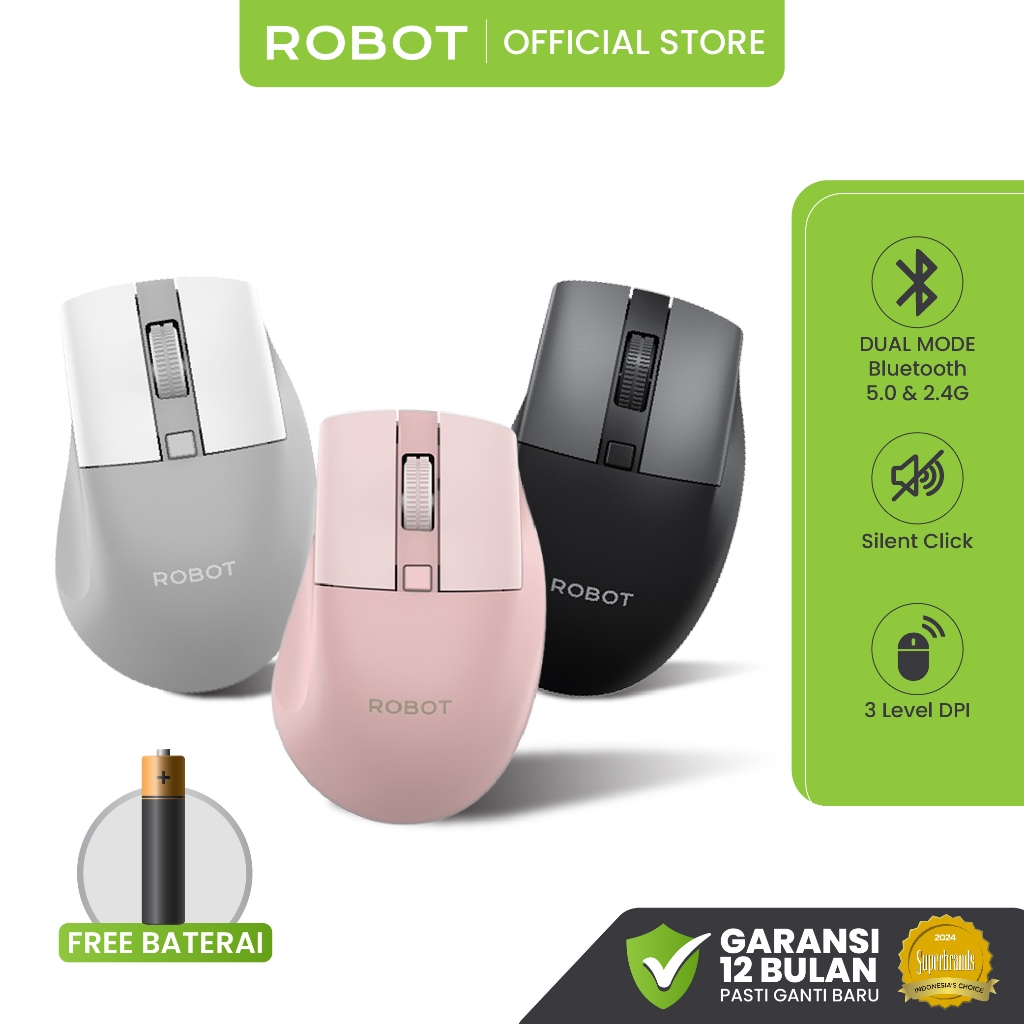 Jual ROBOT Mouse Wireless Mouse Bluetooth Tanpa Kabel Untuk Laptop ...