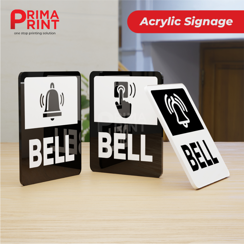 Jual Acrylic Signage Bell / Papan Akrilik Petunjuk Bel / Sign Akrilik ...