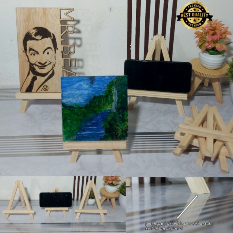 Jual Wood Stand Easel Canvas Penyangga Foto Lukisan Holder Hp Kayu ...