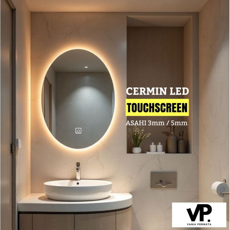 Jual Cermin LED kamar mandi Toilet Kaca Wastafel Asahi Touch Screen ...