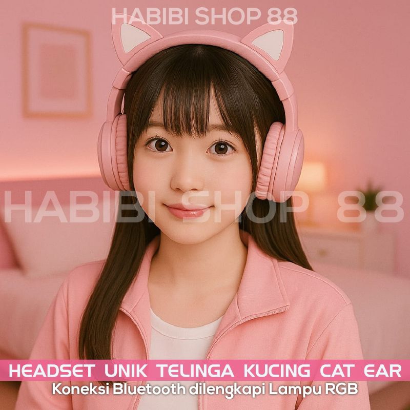 Jual Headset Headphone Unik Model Telinga Kucing Cat Ear Koneksi ...