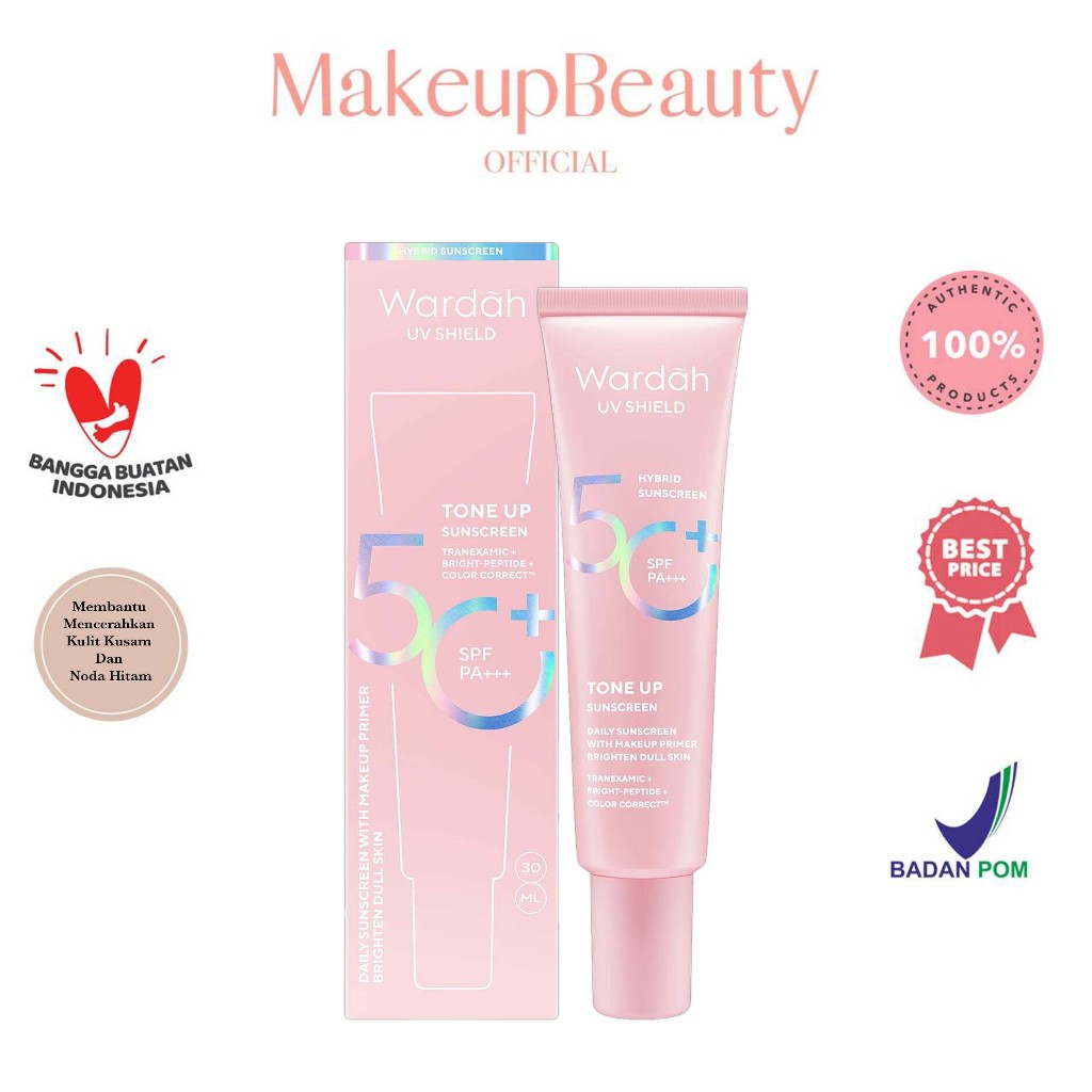 Jual WARDAH UV Shield Tone Up Sunscreen SPF 50+ PA+++ 30ml - Sunscreen Wajah | Shopee Indonesia