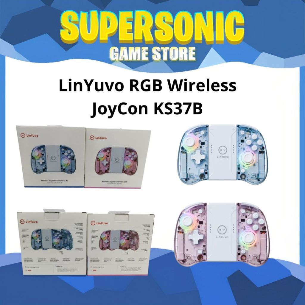Jual LinYuvo Joycon Nintendo Switch Wireless Joypad for Switch V2/OLED with RGB Lights KS37B ...