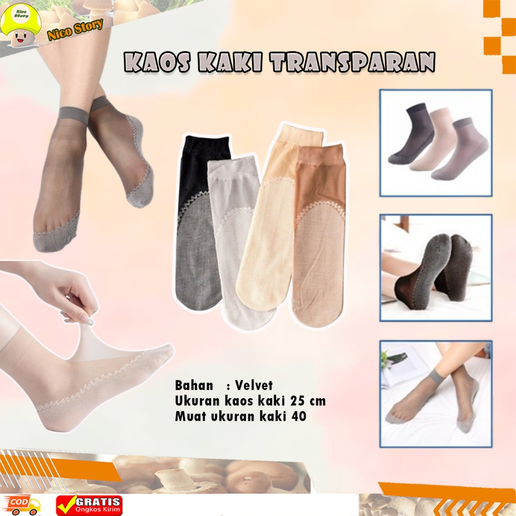 Jual (ncs) Kaos Kaki Wanita Model Stocking Pendek Transparant Fashion ...