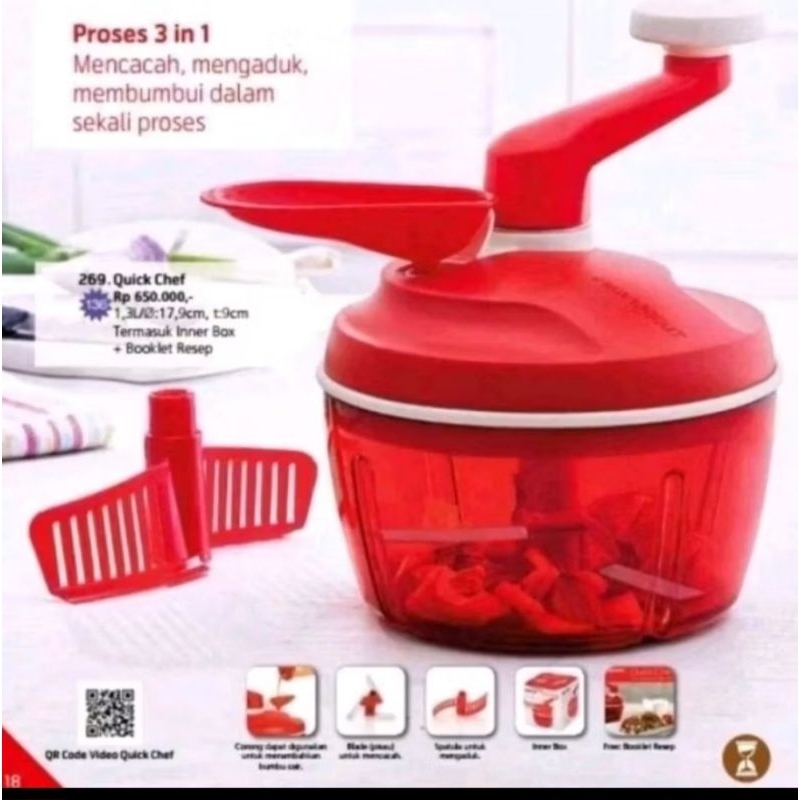 Jual Tupperware Quick Chef pencacah penggiling daging manual tanpa ...