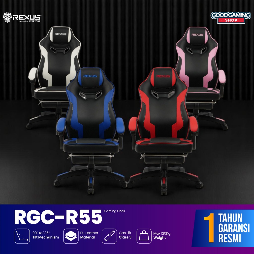 Jual Rexus RGC-R55 / RGC-R 55 Gaming Chair With Footrest Kursi Gaming ...