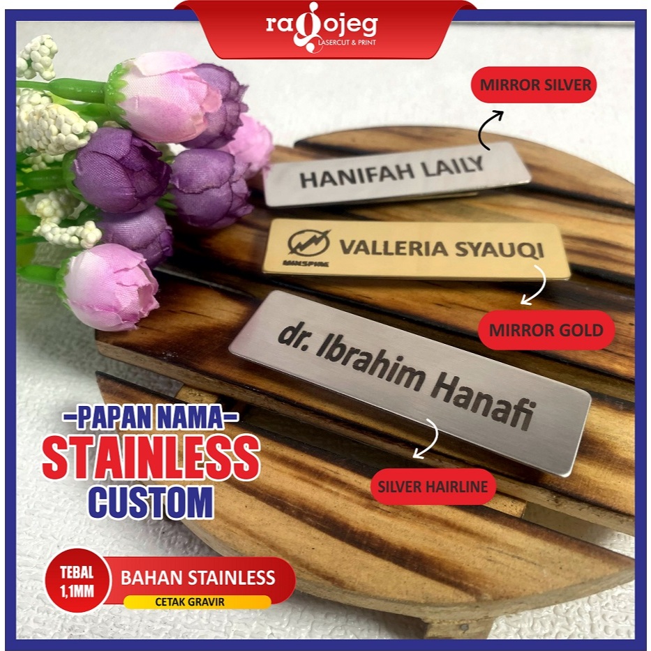 Jual PAPAN NAMA/NAME TAG/NAMA DADA EMAS STAINLESS MAGNET | Shopee Indonesia