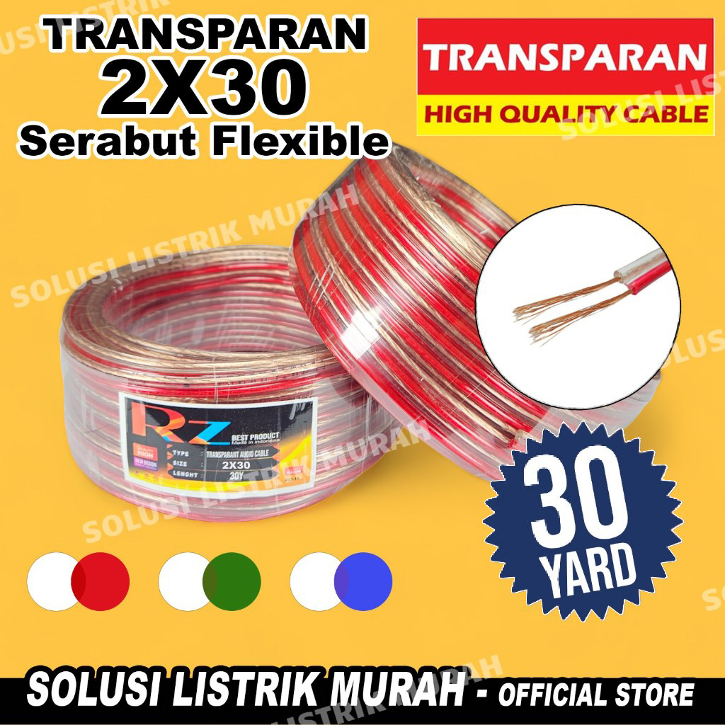 Jual Kabel Listrik Transparan Kabel Serabut 2x30 Roll 30 Yard Kabel Monster 2 x 30 Kabel Audio ...