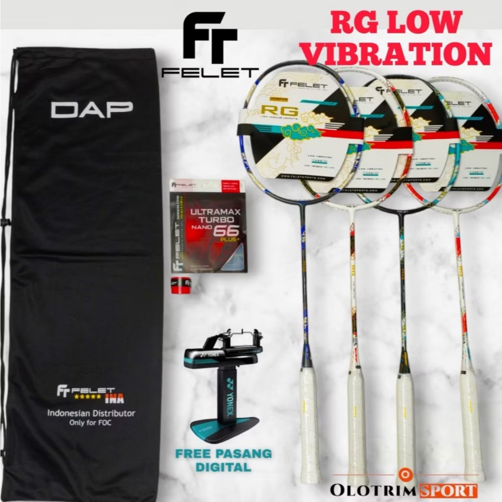 Jual Raket Badminton FELET RG LOW VIBRATION 35LBS 100% ORIGINAL FELET ...