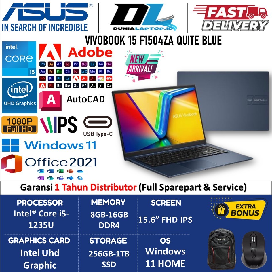 Jual Laptop Asus Vivobook 15 F1504ZA Intel Core i5 1235U 16GB 1TB SSD FHD Windows 11 Home ...