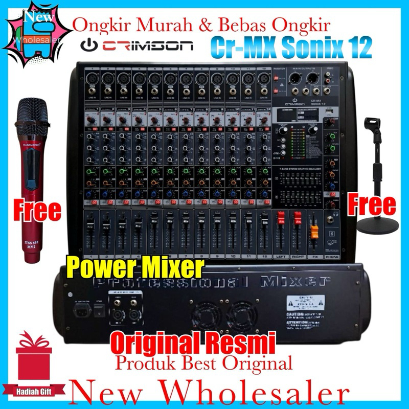 Jual Power Mixer Crimson Cr Mx Sonix 12 channel Original Resmi free mic wireless | Shopee Indonesia