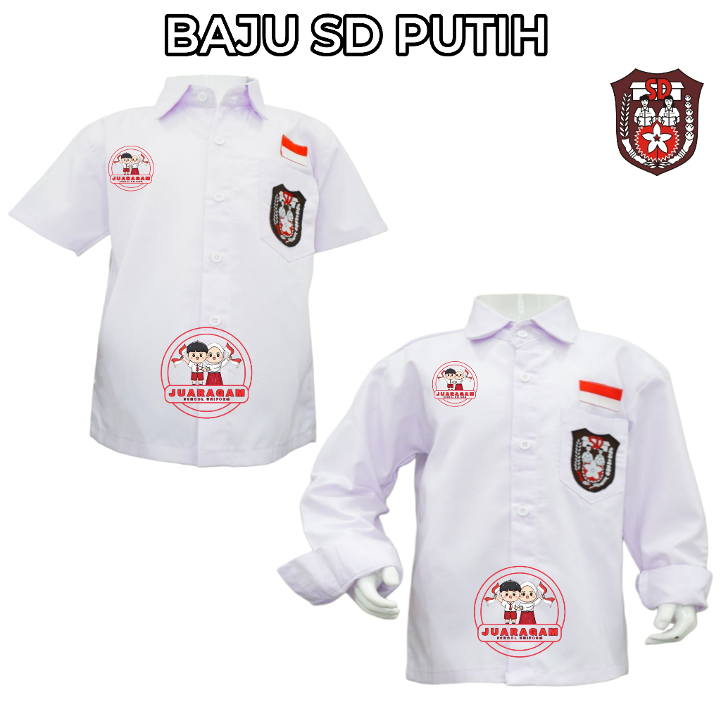 Jual JUARAGAM Baju Seragam Sekolah SD Putih Kemeja Putih SD Kelas 1-6 ...