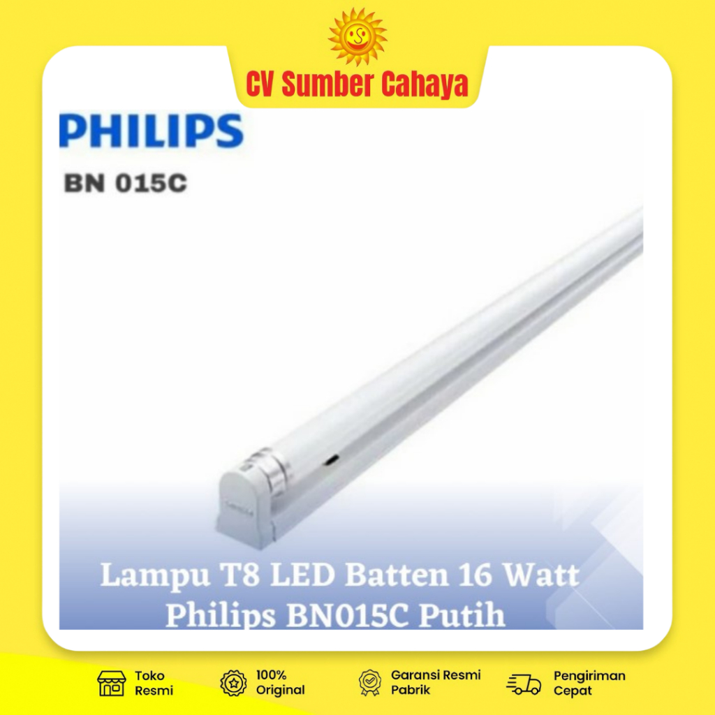 Jual Philips Lampu TL LED 16W Set Kap BN015C 120cm 16 Watt Batten Putih ...