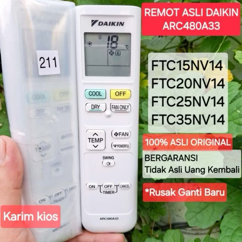 Jual DAIKIN air conditioner, Remote control ac daikin tipe split ...